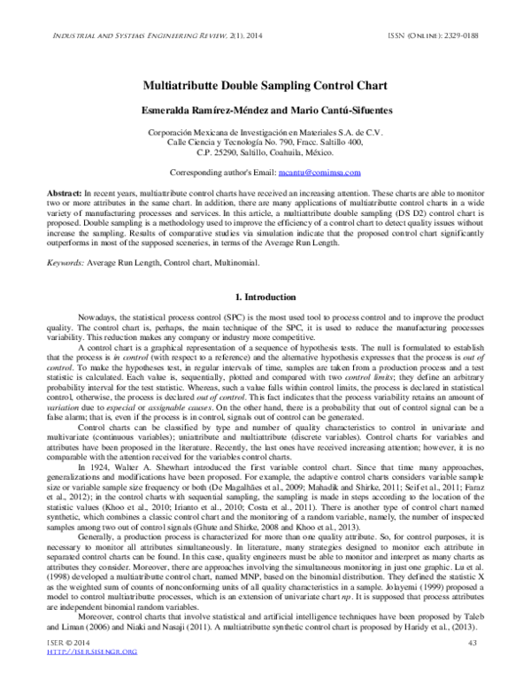 Pdf Multiatributte Double Sampling Control Chart Mario Cantú Sifuentes
