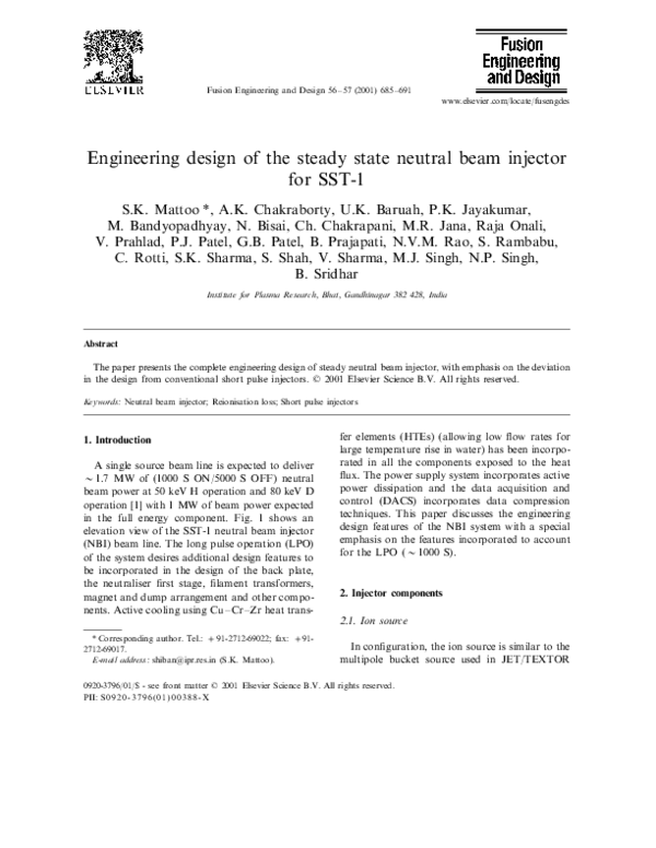 (PDF) Engineering design of the steady state neutral beam injector for ...