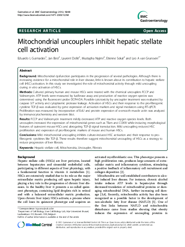 (PDF) Mitochondrial uncouplers inhibit hepatic stellate cell activation