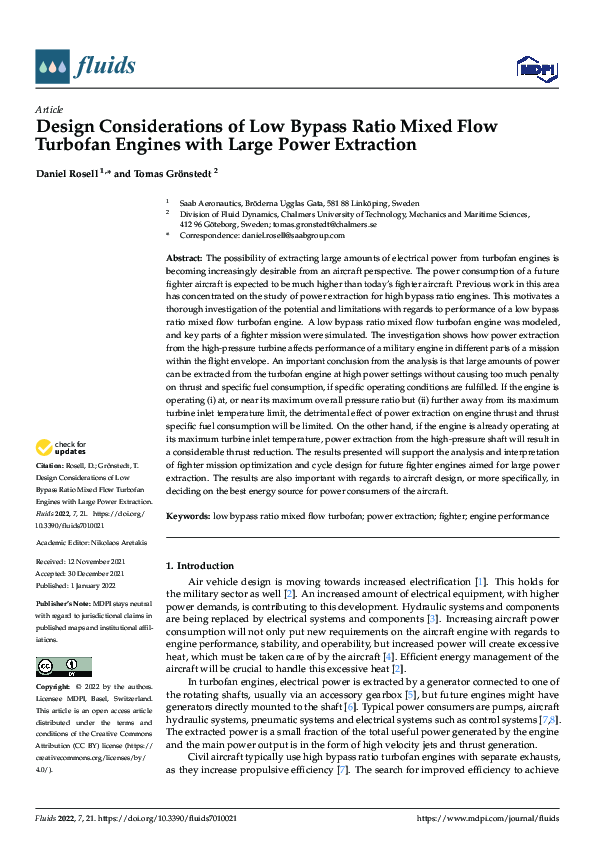 (PDF) Design Considerations of Low Bypass Ratio Mixed Flow Turbofan ...
