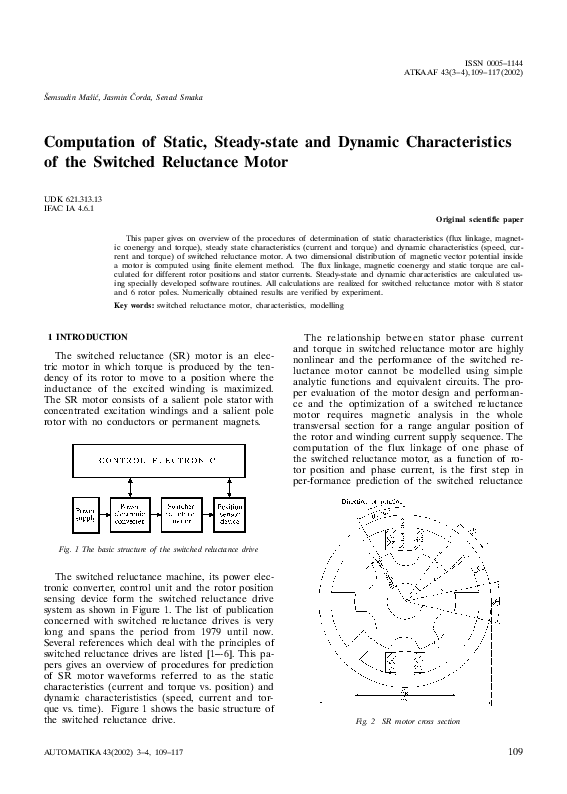 Pdf Computation Of Static Steady State And Dynamic Characteristics