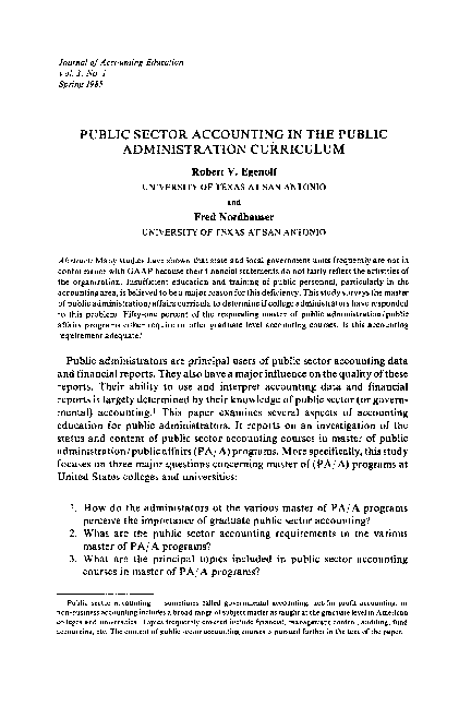 (PDF) Public sector accounting in the public administration curriculum