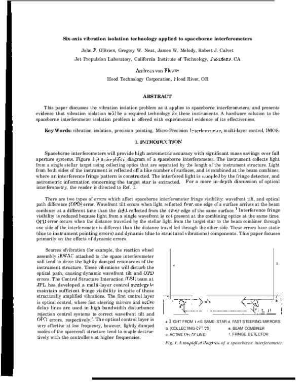 (PDF) Six-axis vibration isolation technology applied to spaceborne interferometers