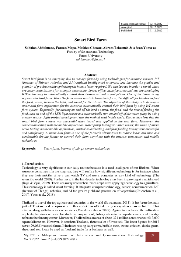 (PDF) Smart Bird Farm