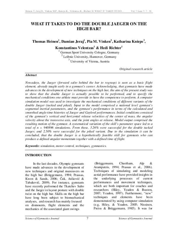 (PDF) What it takes to do the double Jaeger on the high bar?