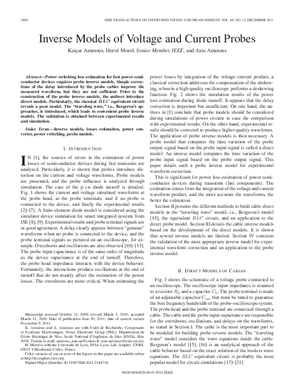 (PDF) Inverse Models of Voltage and Current Probes
