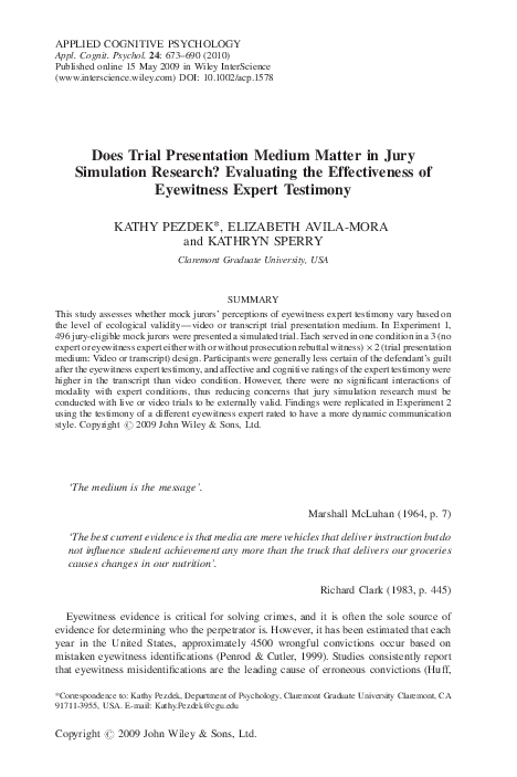 (PDF) Does Trial presentation medium matter in jury simulation research ...