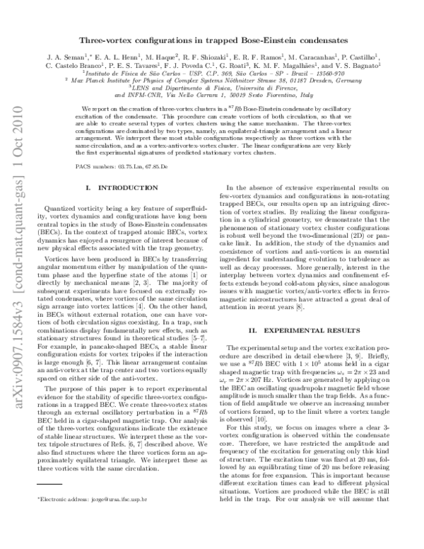 (PDF) Three-vortex configurations in trapped Bose-Einstein condensates