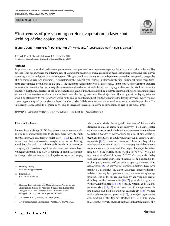 (PDF) Effectiveness of pre-scanning on zinc evaporation in laser spot ...