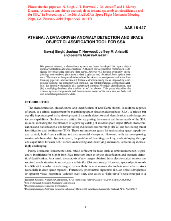 (PDF) Aas 16-447 Athena : A Data-Driven Anomaly Detection and Space ...