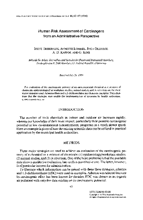 (PDF) Human risk assessment of carcinogens from an administrative ...