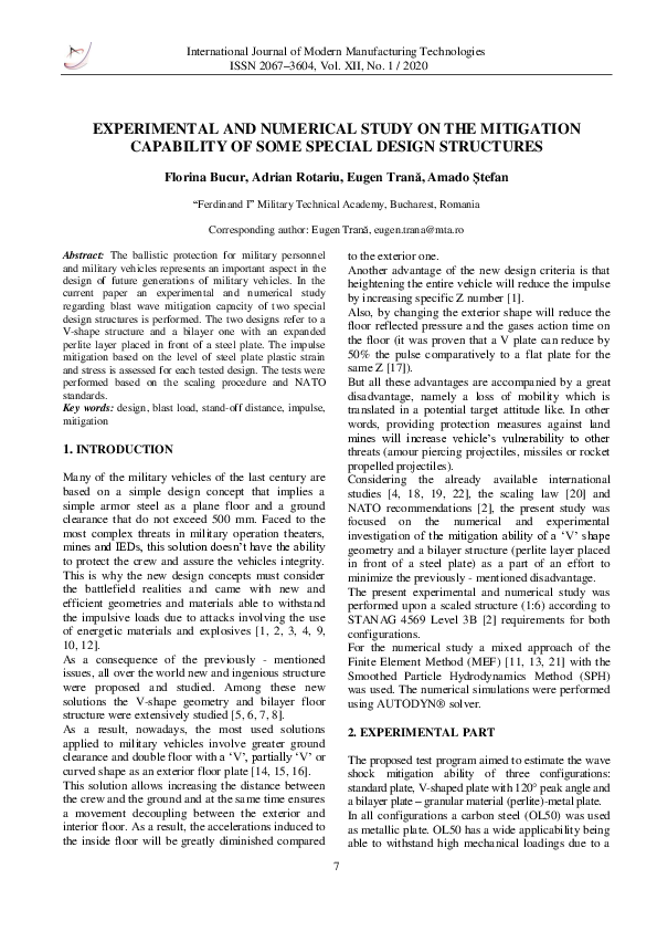 (PDF) Experimental and Numerical Study on the Mitigation Capability of Some Special Design ...
