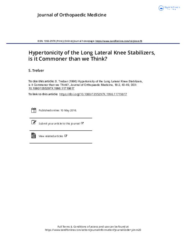 (PDF) Hypertonicity of the Long Lateral Knee Stabilizers, is it ...