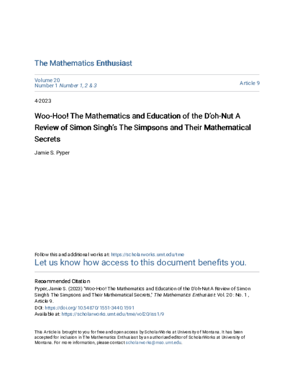 (PDF) Woo-Hoo! The Mathematics and Education of the D’oh-Nut. A Review ...