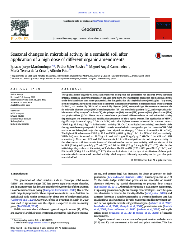 (PDF) Seasonal changes in microbial activity in a semiarid soil after ...