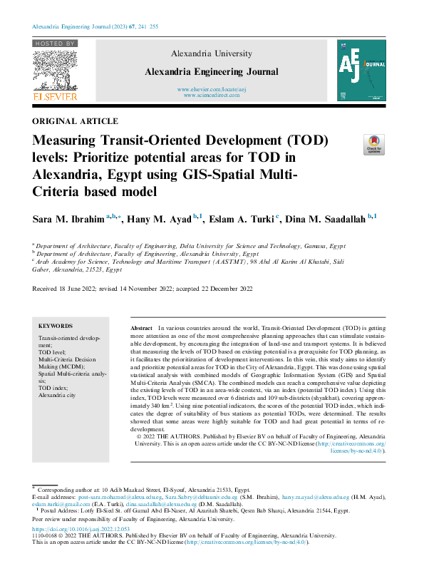 (PDF) Measuring Transit-Oriented Development (TOD) levels: Prioritize potential areas for TOD in ...