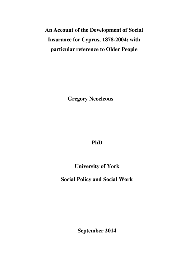(PDF) An Account of the Development of Social Insurance for Cyprus ...