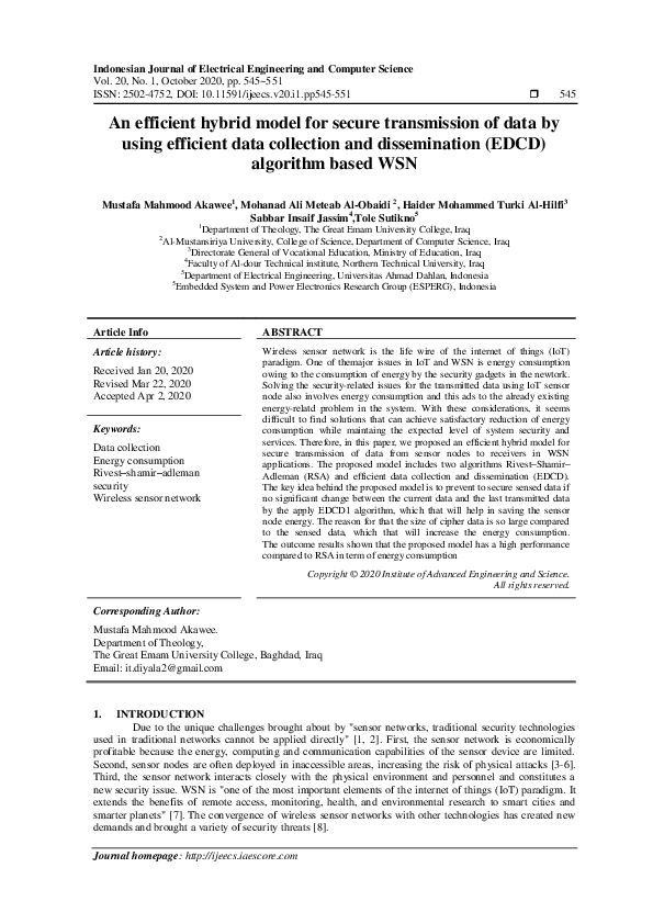 (PDF) An efficient hybrid model for secure transmission of data by ...