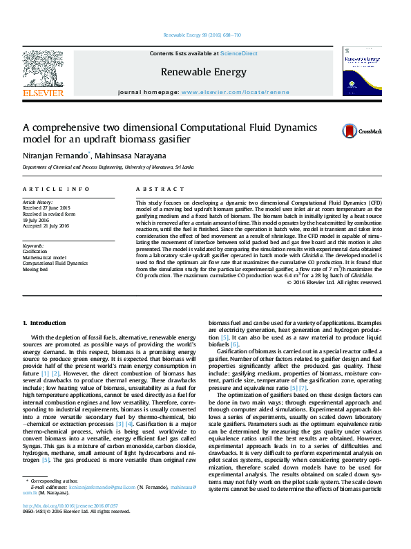 (PDF) A comprehensive two dimensional Computational Fluid Dynamics model for an updraft biomass ...