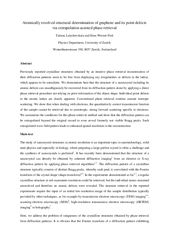 (PDF) Atomically resolved structural determination of graphene and its ...