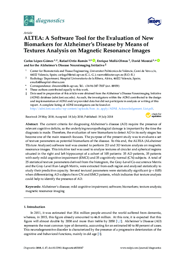 (PDF) ALTEA: A Software Tool for the Evaluation of New Biomarkers for ...