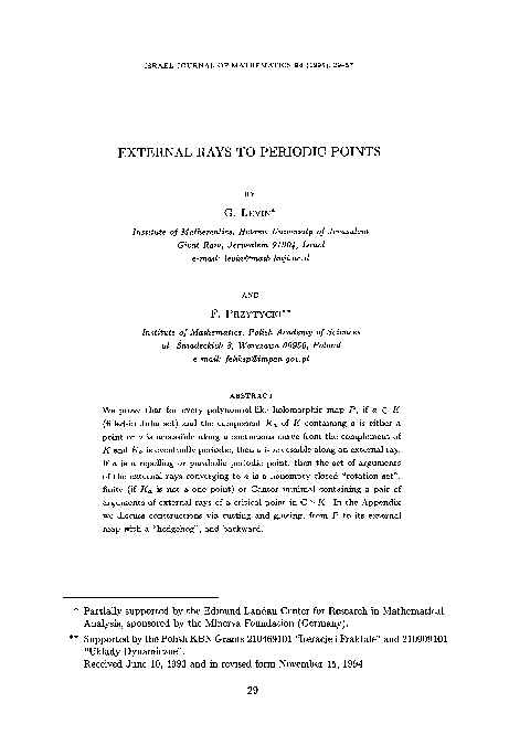 (PDF) External rays to periodic points