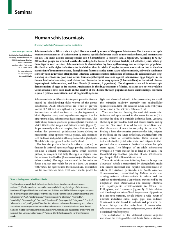 (PDF) Human schistosomiasis