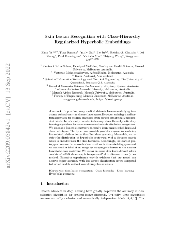 (PDF) Skin Lesion Recognition with Class-Hierarchy Regularized Hyperbolic Embeddings