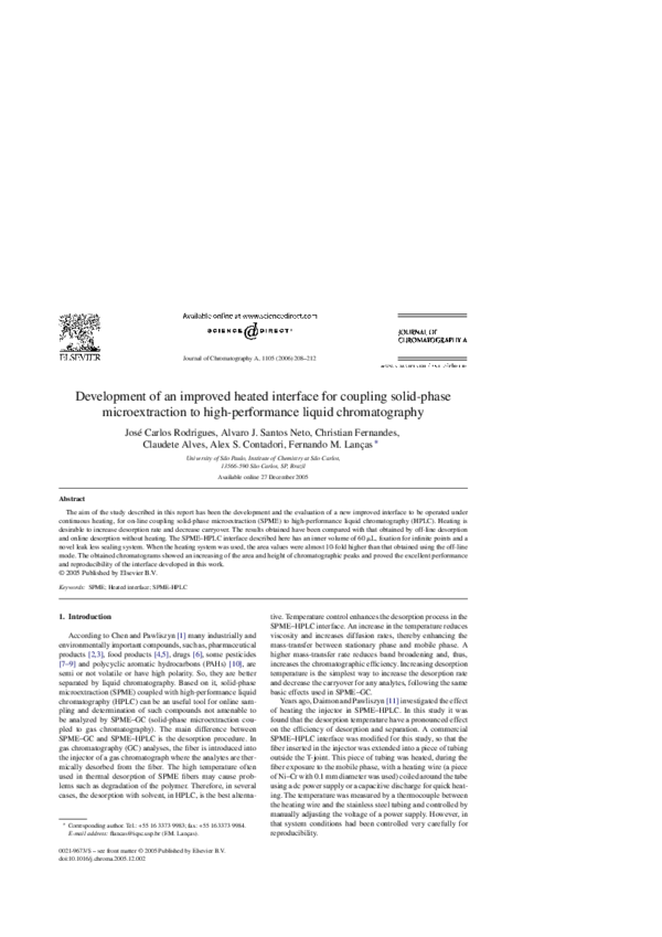 (PDF) Development of an improved heated interface for coupling solid-phase microextraction to ...