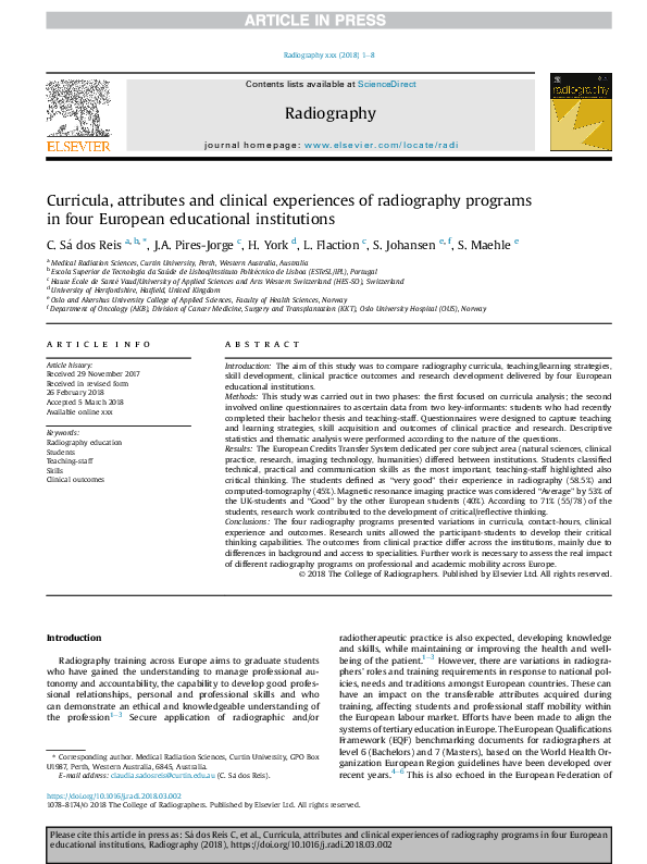 (PDF) Curricula, attributes and clinical experiences of radiography ...