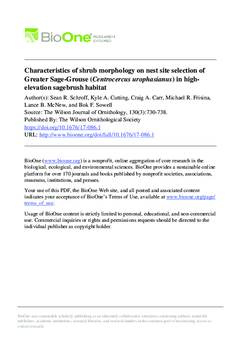 (PDF) Characteristics of shrub morphology on nest site selection of ...