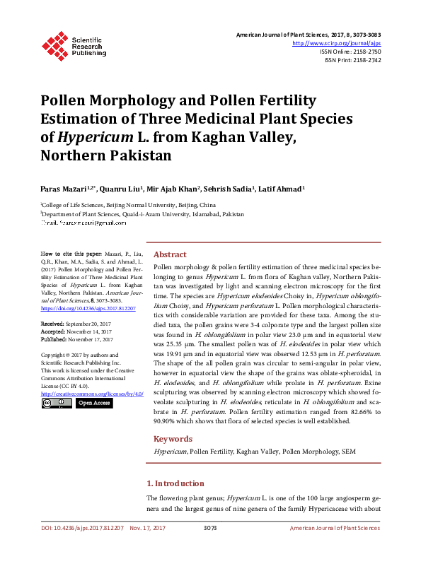 (PDF) Pollen Morphology and Pollen Fertility Estimation of Three ...