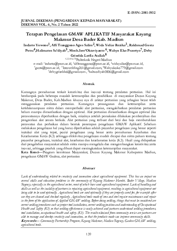 (PDF) Terapan Metode Pengelasan Dasar GMAW Gasless untuk Peningkatan Keterampilan Masyarakat ...