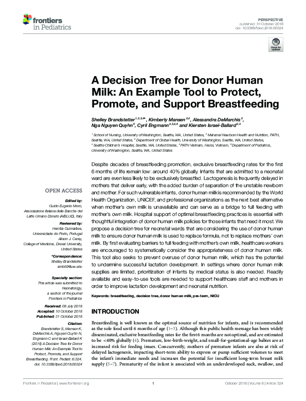 (PDF) A Decision Tree for Donor Human Milk: An Example Tool to Protect ...