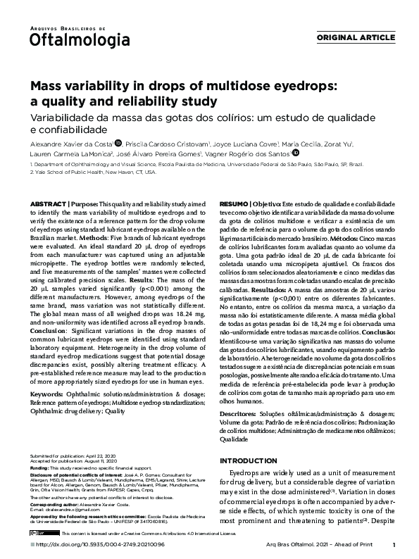 (PDF) Mass variability in drops of multidose eyedrops: a quality and ...