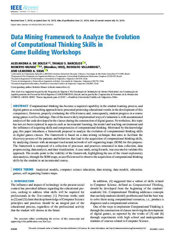 (PDF) Data Mining Framework to Analyze the Evolution of Computational Thinking Skills in Game ...