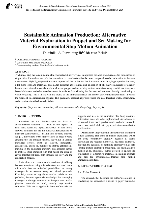 (PDF) Sustainable Animation Production: Alternative Material ...