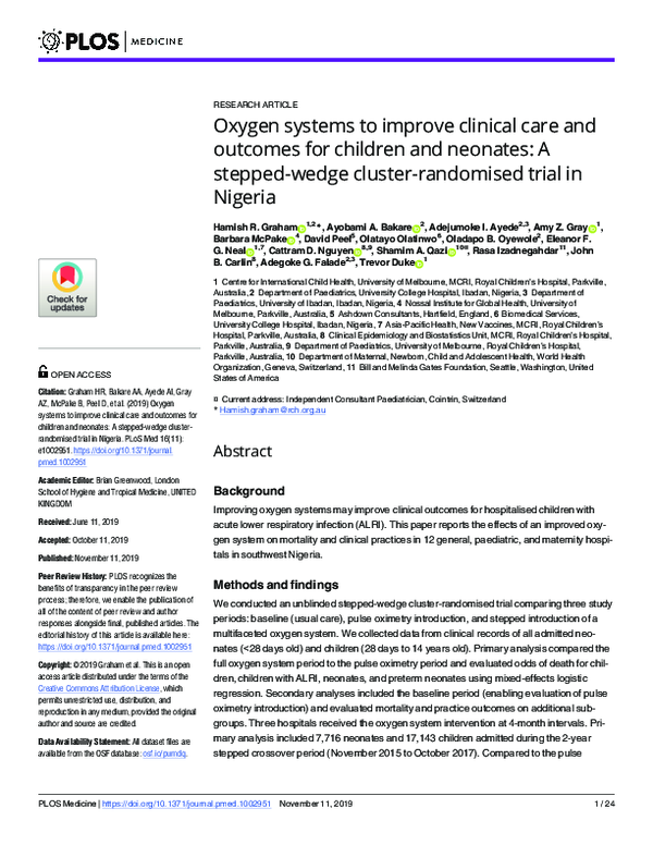 (PDF) Oxygen systems to improve clinical care and outcomes for children ...
