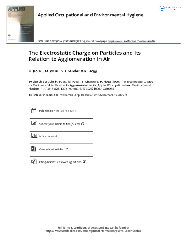 (PDF) The Electrostatic Charge on Particles and Its Relation to ...