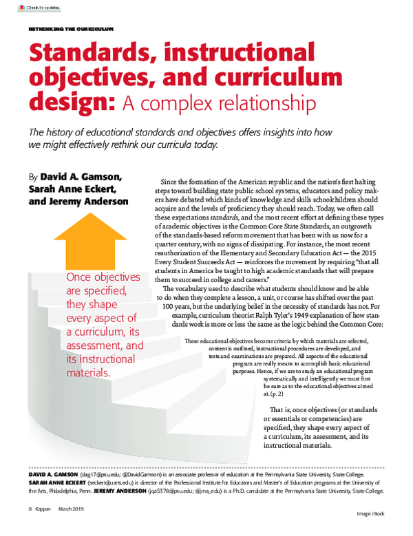 (PDF) Standards, instructional objectives and curriculum design: A ...