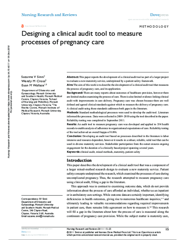 (PDF) Designing a clinical audit tool to measure processes of pregnancy ...