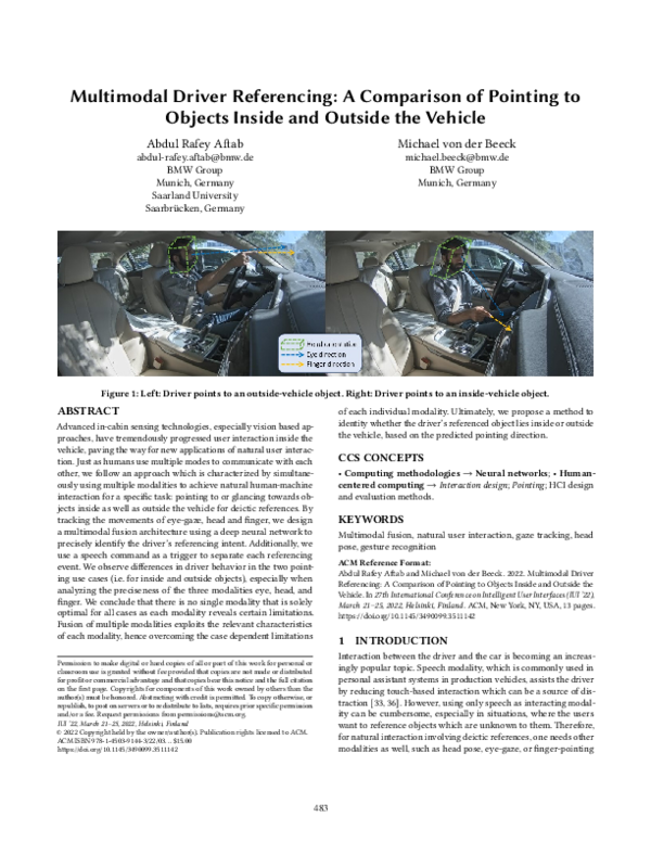 (PDF) Multimodal Driver Referencing: A Comparison of Pointing to ...