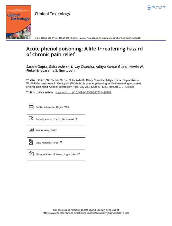 (PDF) Acute phenol poisoning: A life-threatening hazard of chronic pain ...