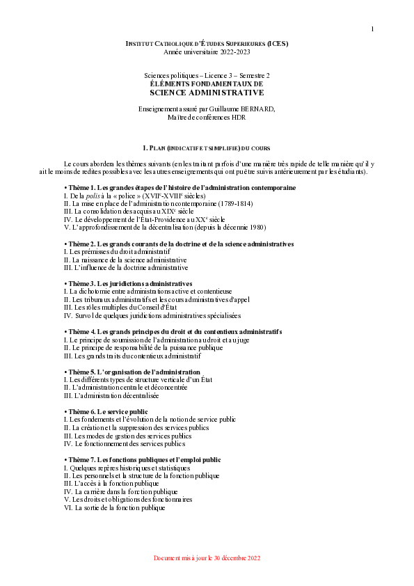 (PDF) Document pédagogique : Science administrative (2022-2023)