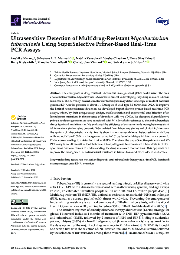 Pdf Ultrasensitive Detection Of Multidrug Resistant Mycobacterium Tuberculosis Using