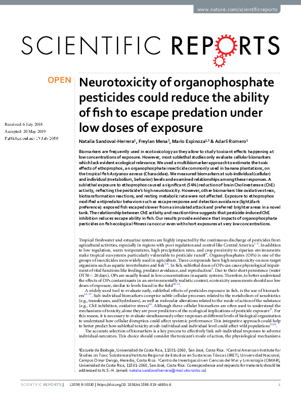 (PDF) Neurotoxicity of organophosphate pesticides could reduce the ...