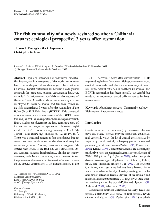 (PDF) The fish community of a newly restored southern California ...