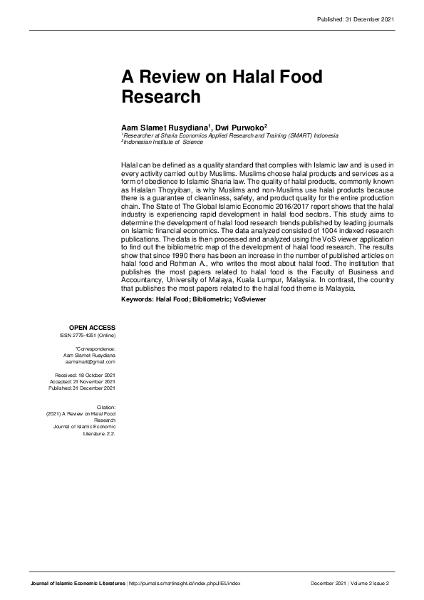(PDF) A Review on Halal Food Research