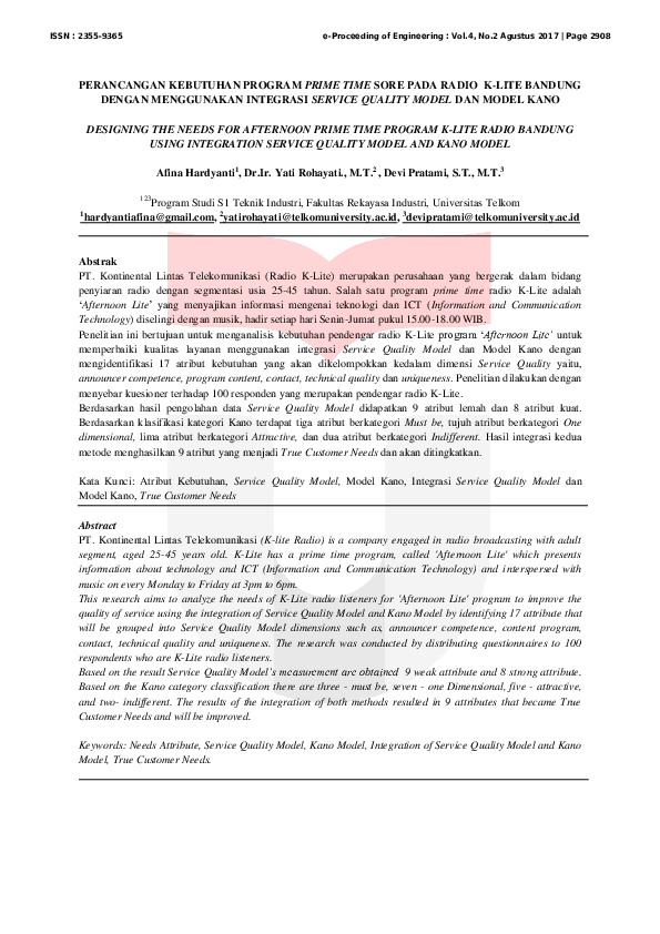 (PDF) Perancangan Kebutuhan Program Prime Time Sore Pada Radio K-Lite Bandung Dengan Menggunakan ...