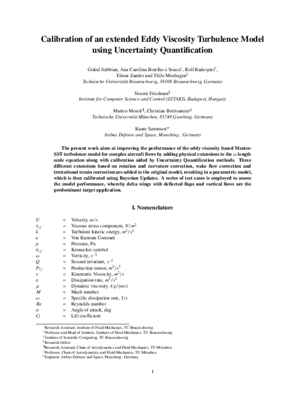 Calibration of an extended Eddy Viscosity Turbulence Model using Uncertainty Quantification